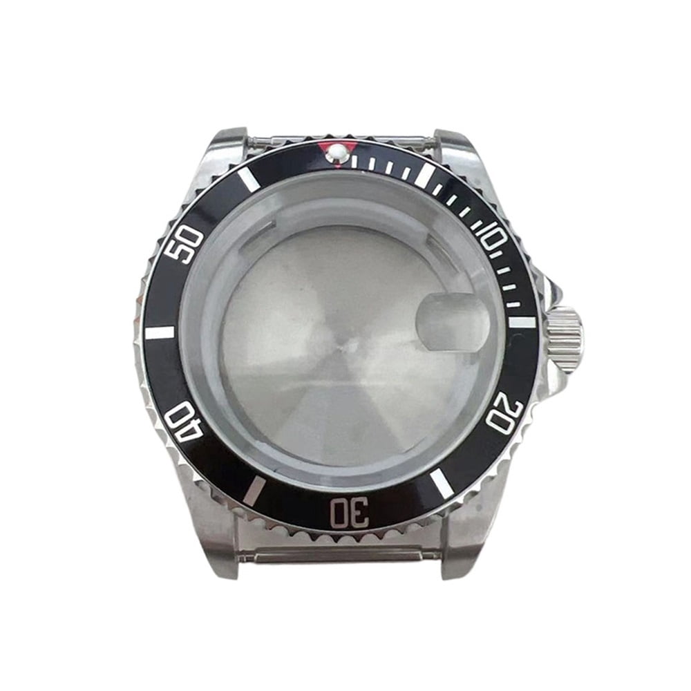 40MM Stainless Steel Watch Case Aluminum Bezel Sapphire Magnifier ...