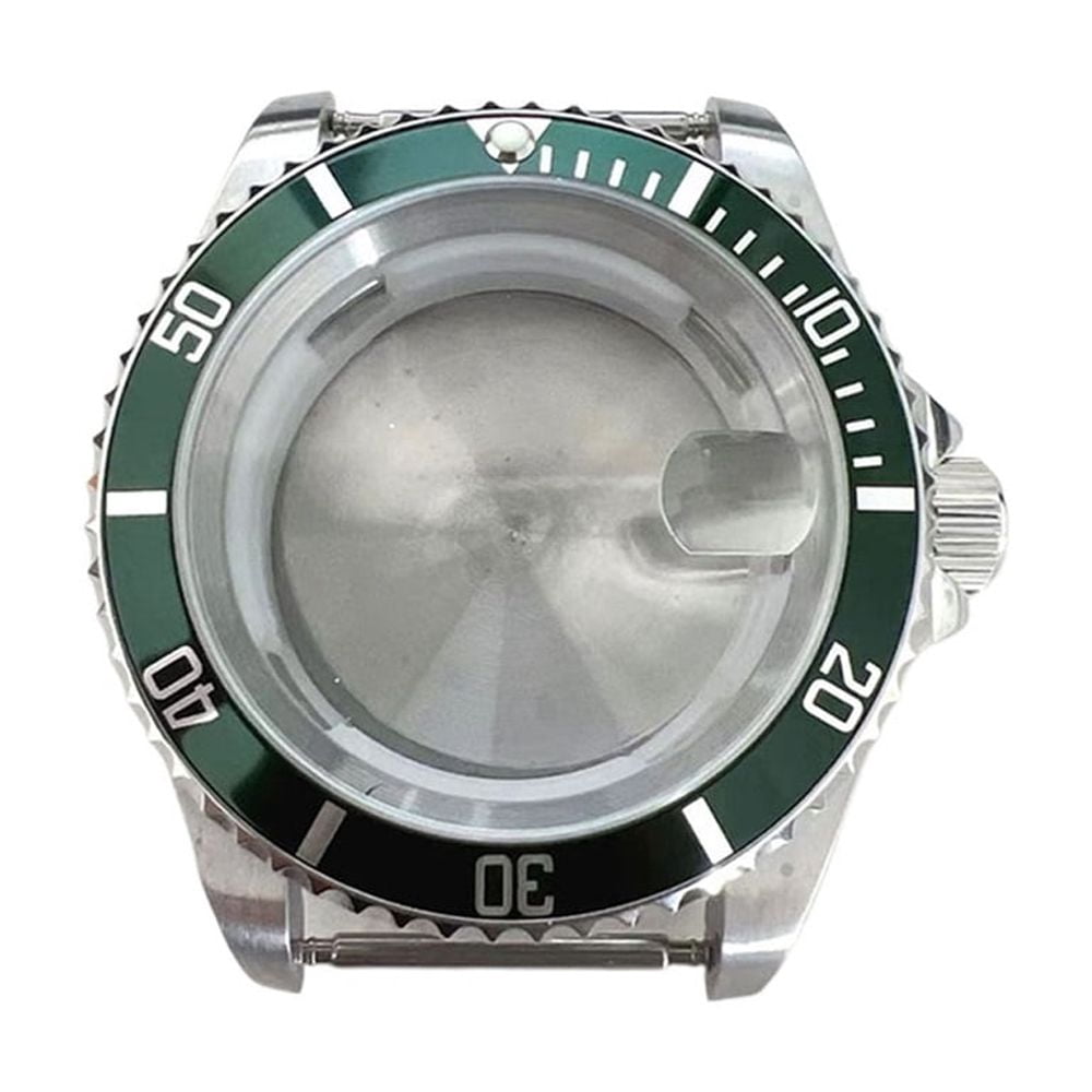 40MM Stainless Steel Watch Case Aluminum Bezel Sapphire Magnifier ...