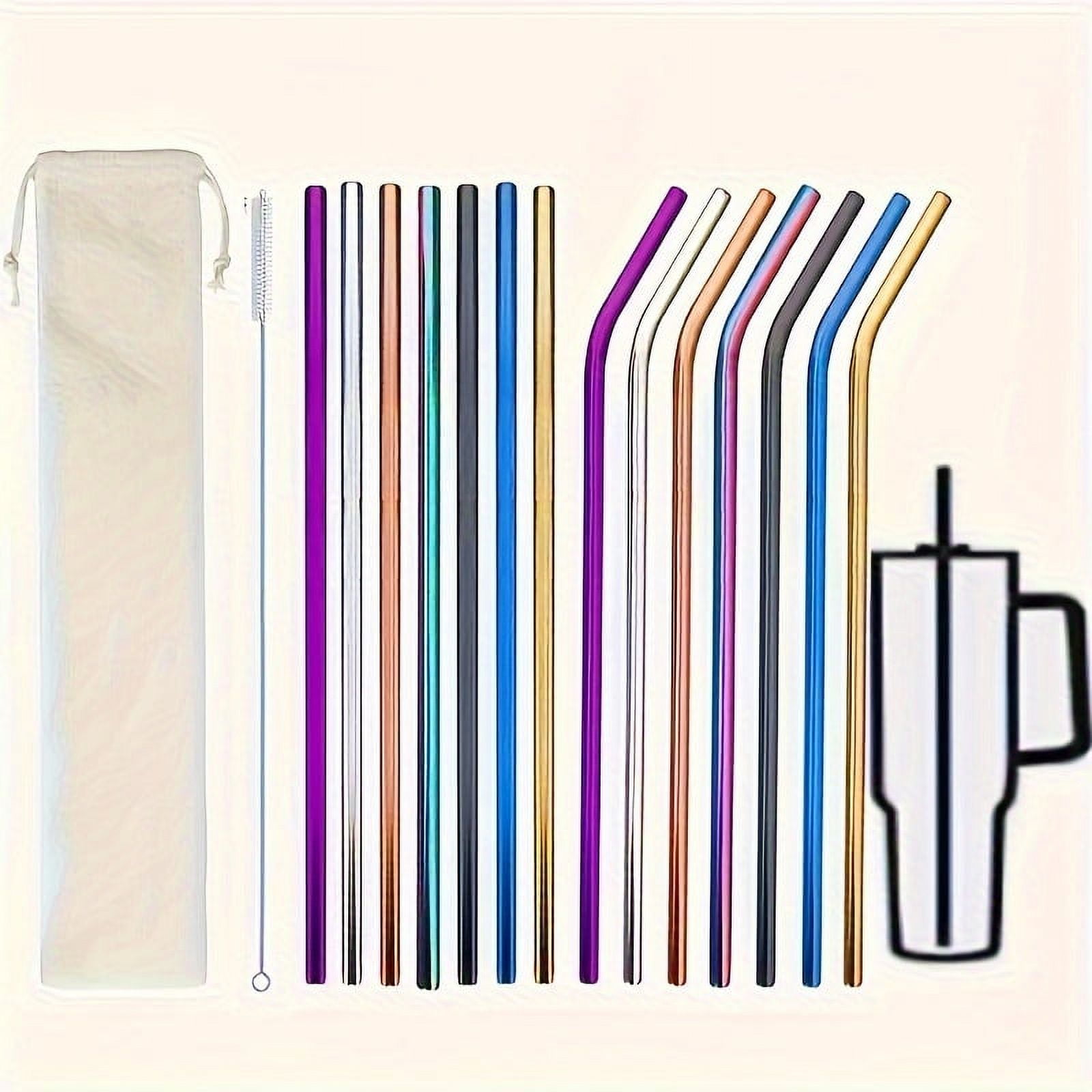 40OZ Cup-Compatible Travel Tumbler Straw Set, Reusable Stainless Steel ...