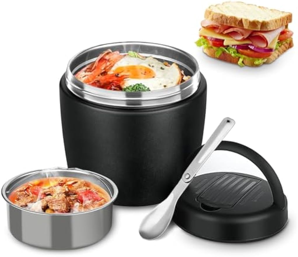 40OZ Hot Food Container, Leakproof Wide Mouth Stainless Steel Vacuum ...