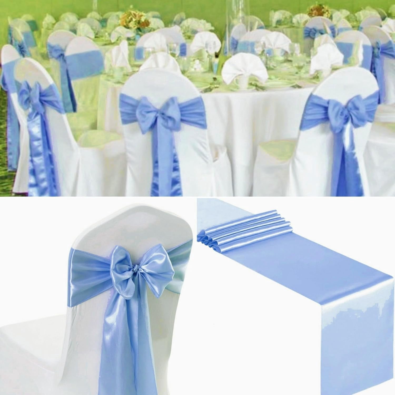 40PC Satin Chair Sashes Decorative Bows Satin Chair Sashes Ties Chair ...
