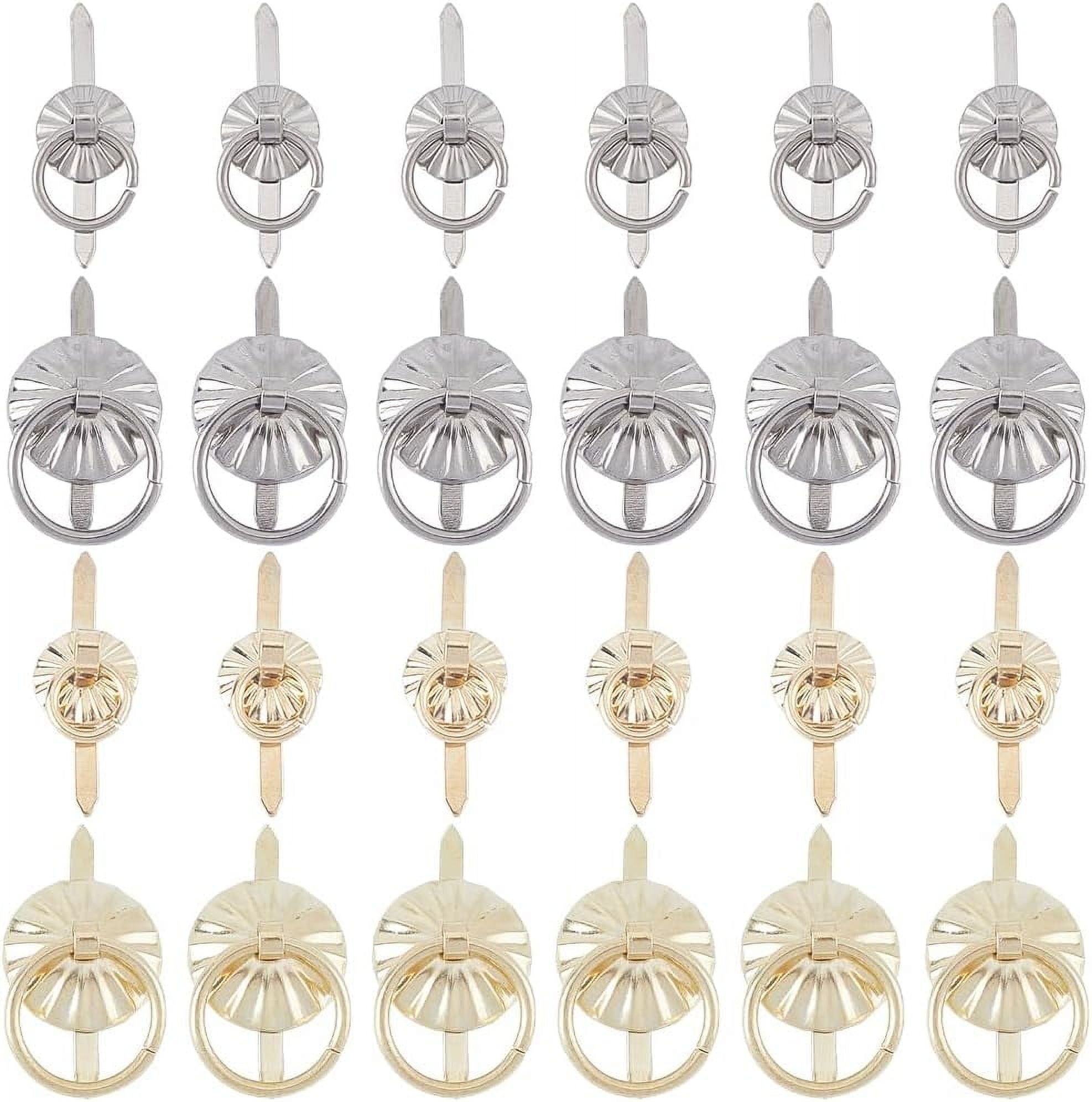 40PCS 2 Sizes Metal Brad Fasteners Small Ring Pulls 2 Colors Flower ...