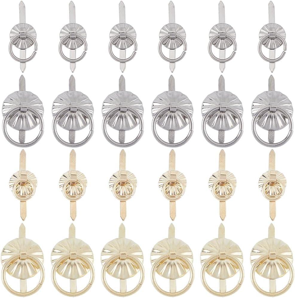 40PCS 2 Sizes Metal Brad Fasteners Small Ring Pulls 2 Colors Flower ...
