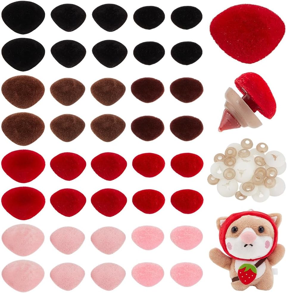 40PCS Animal Safety Noses Flocky Craft Noses Plastic Safety Noses with ...