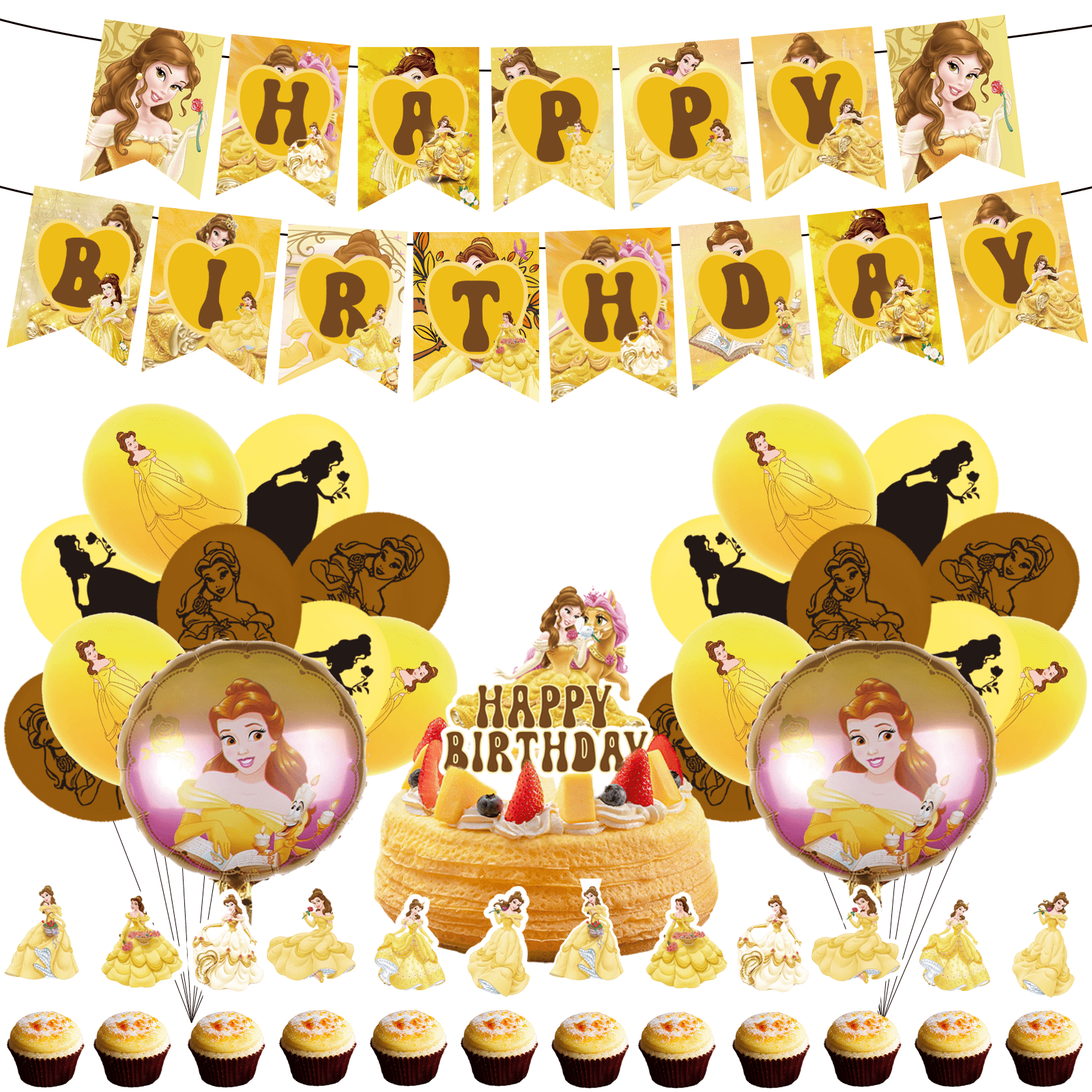 40PCS For Belle Theme For Princess Birthday Party Decorations,With 1 ...