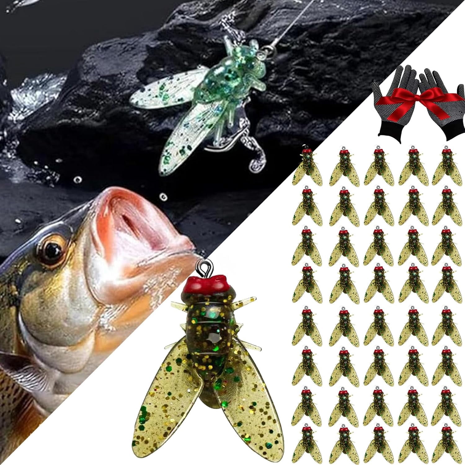40pcs Bionic Fly Fishing Bait, Bionic Fly Fishing Fly, Bionic Fly ...