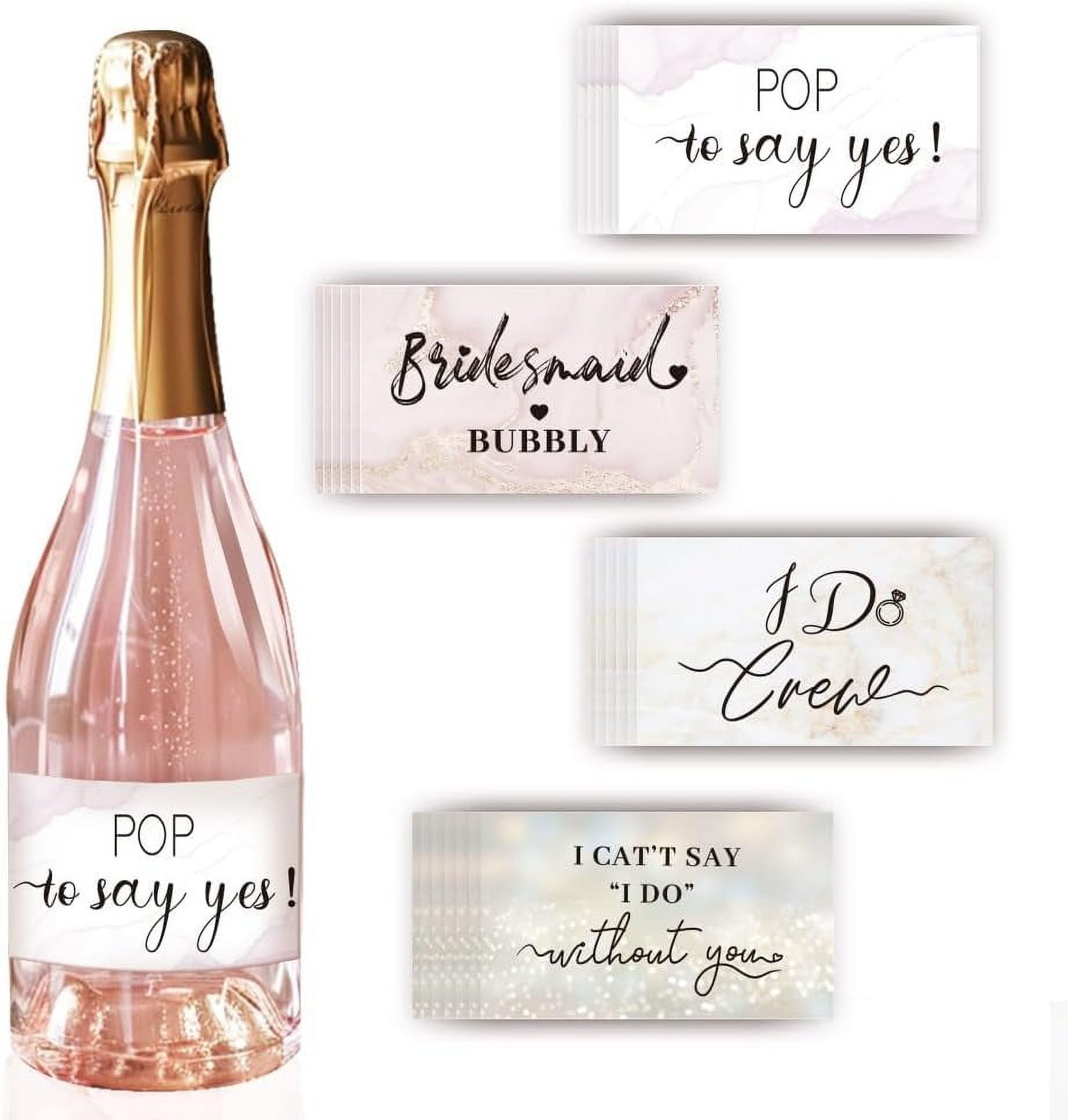 40PCS Bridesmaid Mini Champagne Labels 4Styles Waterproof Proposal ...