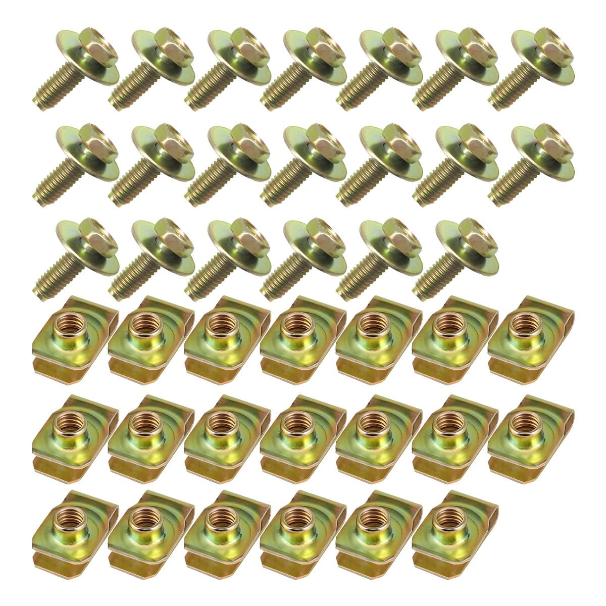 40PCS Car Body Bolts M6-1.0 & Extruded U-Nuts Clips Kit, Bumper Fenders ...