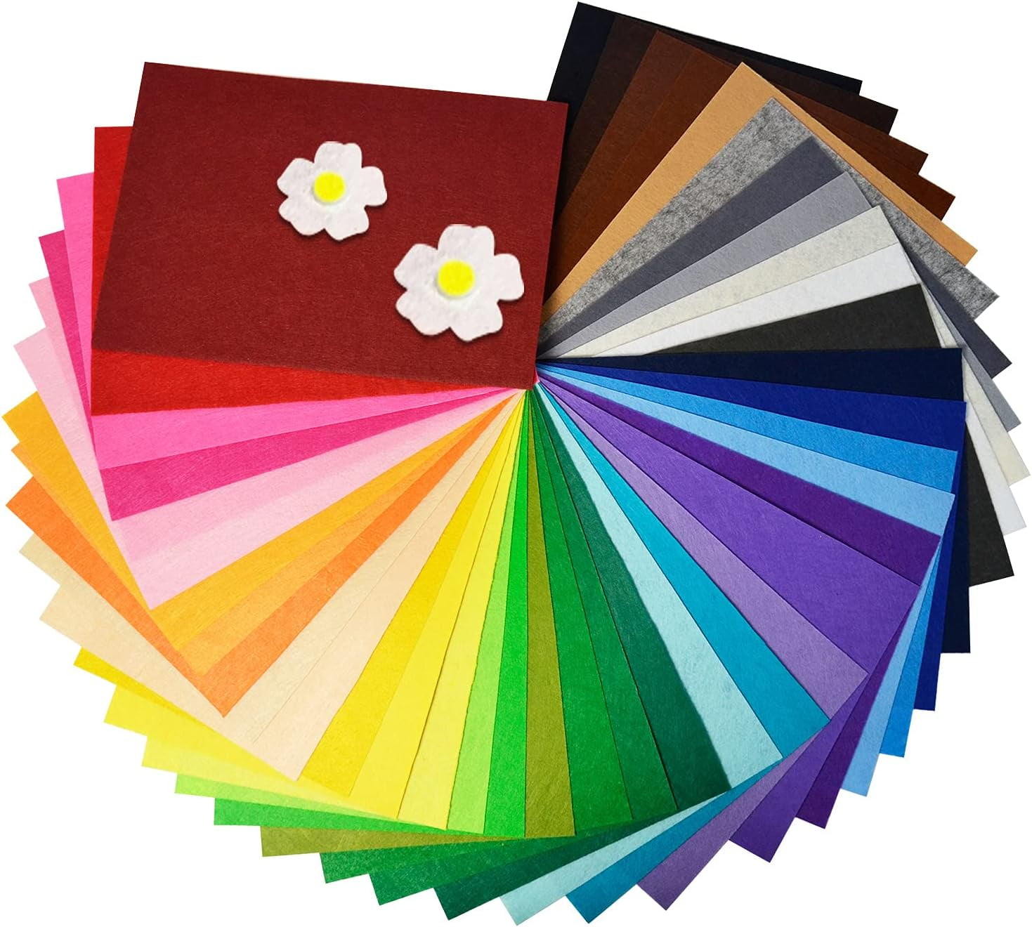 40PCS Colored Felt Fabric Sheets, 6 x 6 inches Craft Felt Squares for ...