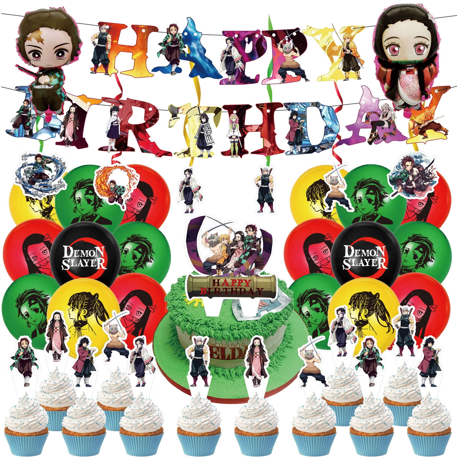 40PCS For Demon Slayer Birthday For Kimetsu No Yaiba Party Decorations ...