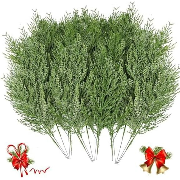 XIEULQP Artificial Pine Branches Assorted Faux Pine Stems Cedar Leaves ...