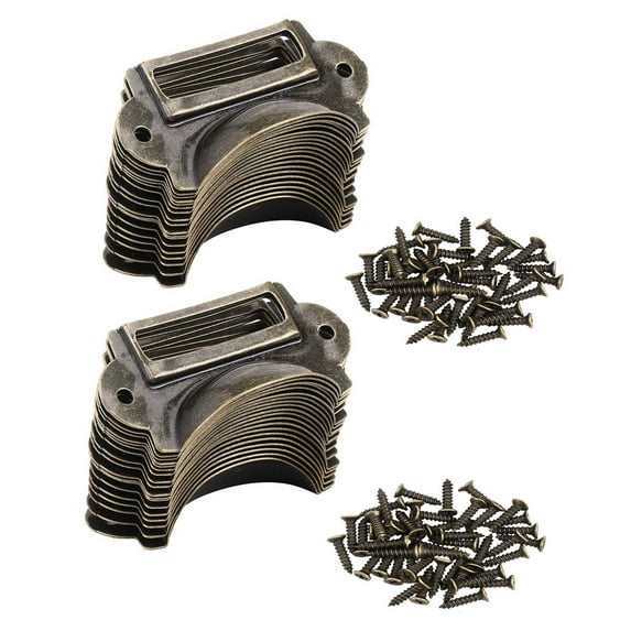 40PCS File Name Card Cabinet Handles Label Holder Antique Bronze Drawer ...