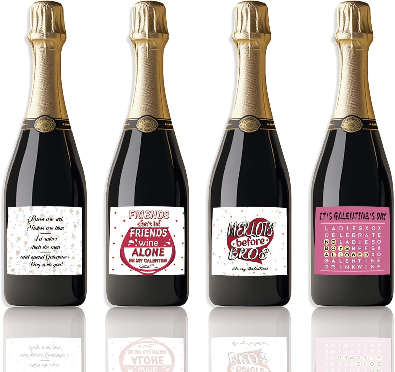40PCS Friendship Text Wine Bottle Champagne Label Stickers Pink Coated ...