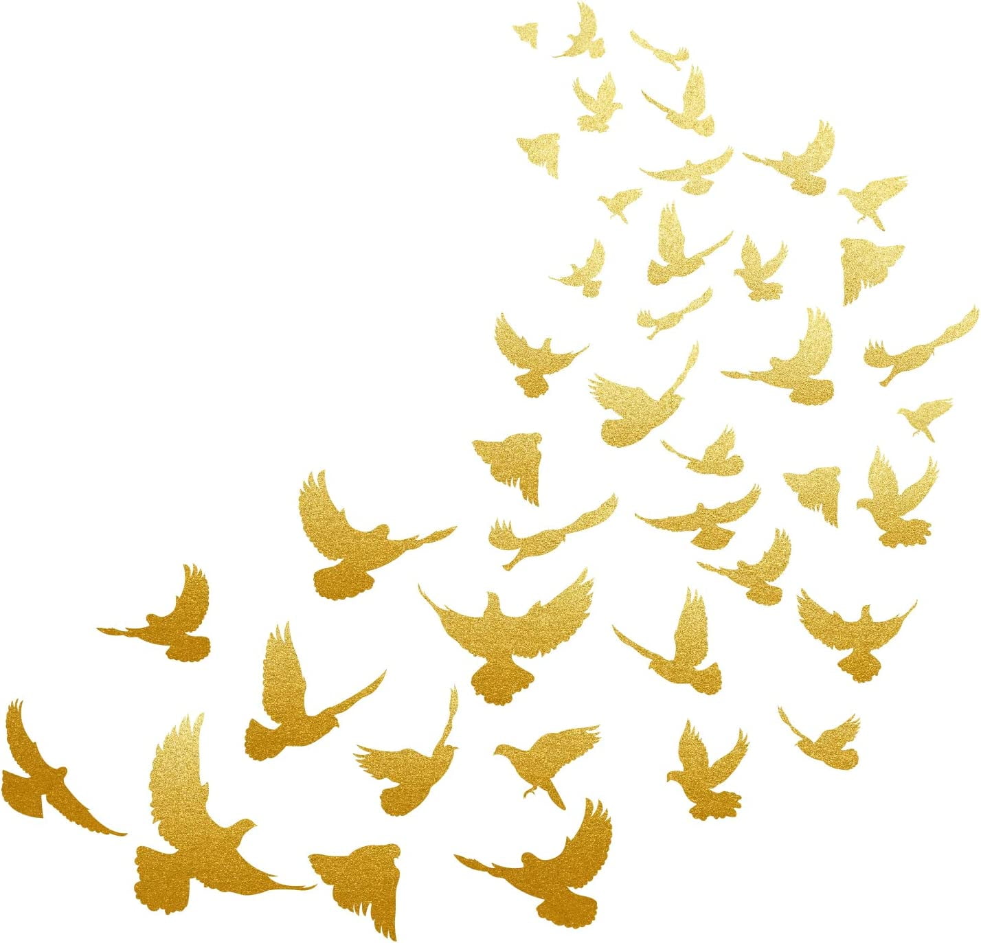 40PCS Gold Flying Birds Wall Stickers Flock of Birds Flying Silhouettes ...
