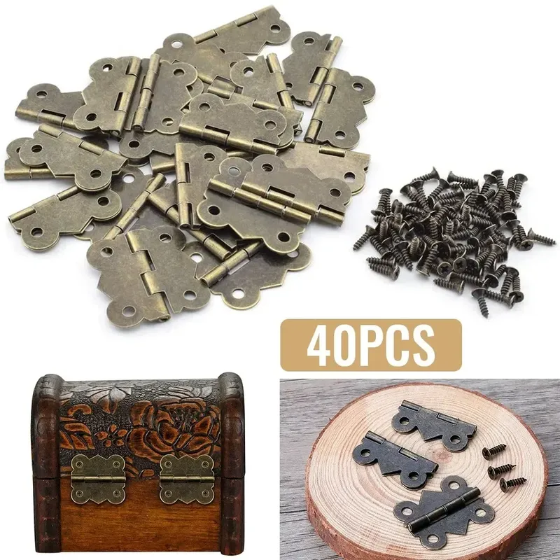 40PCS Hinges With Screws Antique Small Butterfly Hinge Bronze Carving ...