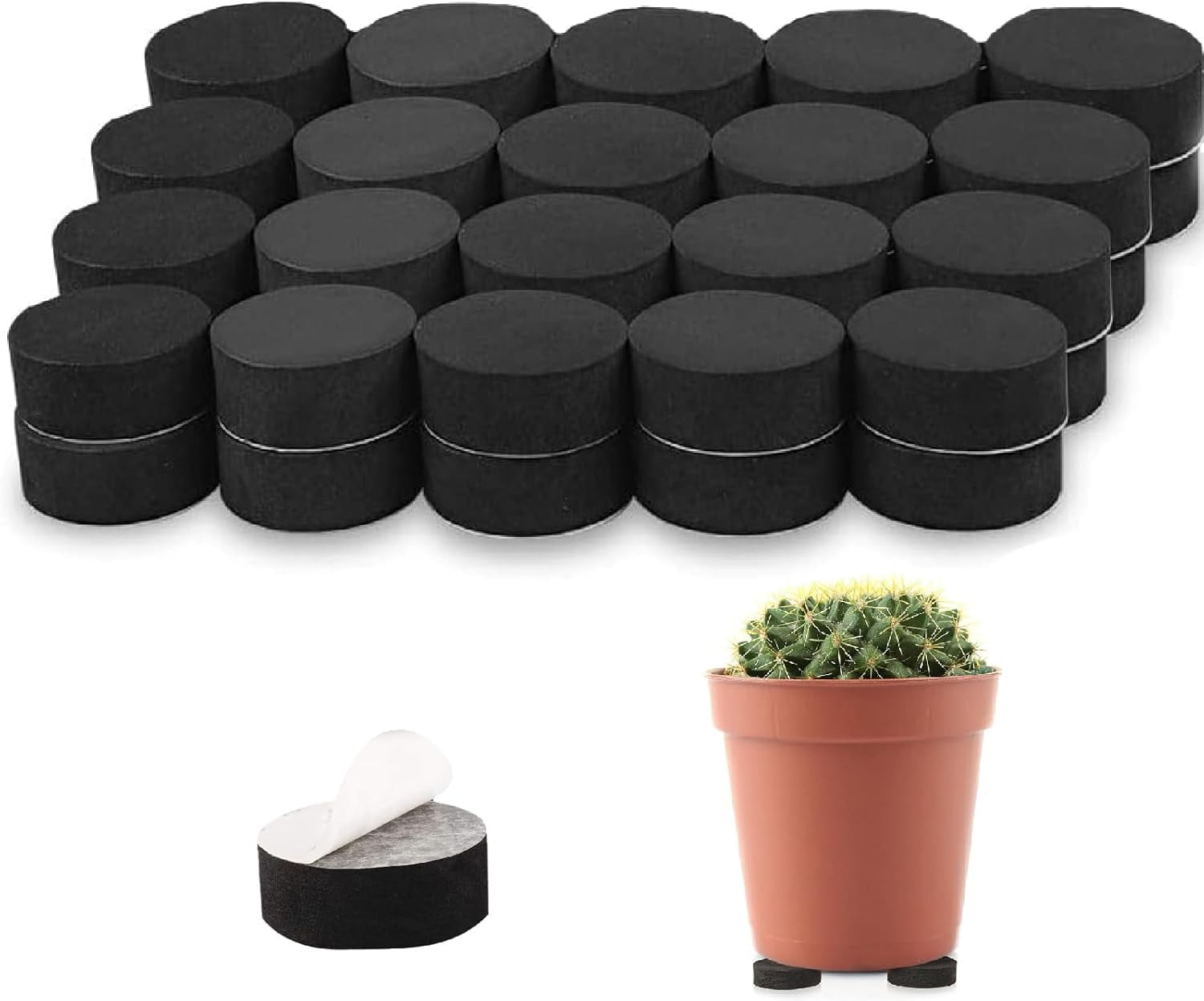 40PCS Invisible Plant Pot Feet, Pads Round Black Flower Pot Feet Risers ...