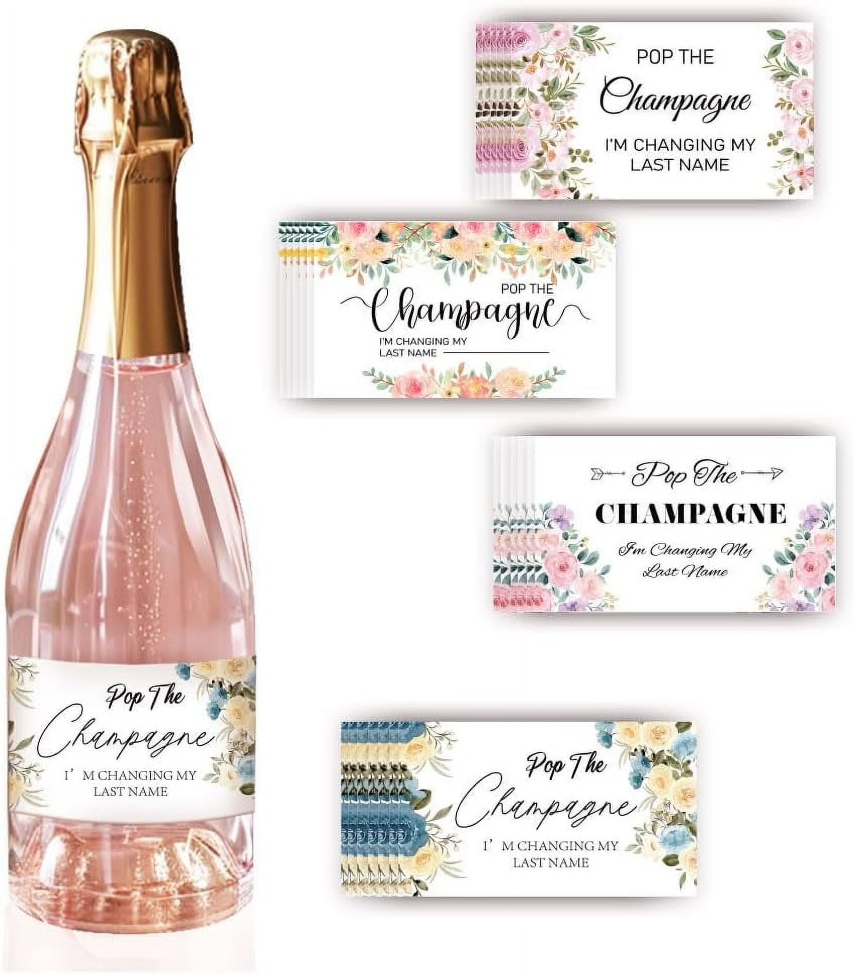40PCS Wedding Champagne Bottle Label 4 Styles Watercolor Leaves Text ...
