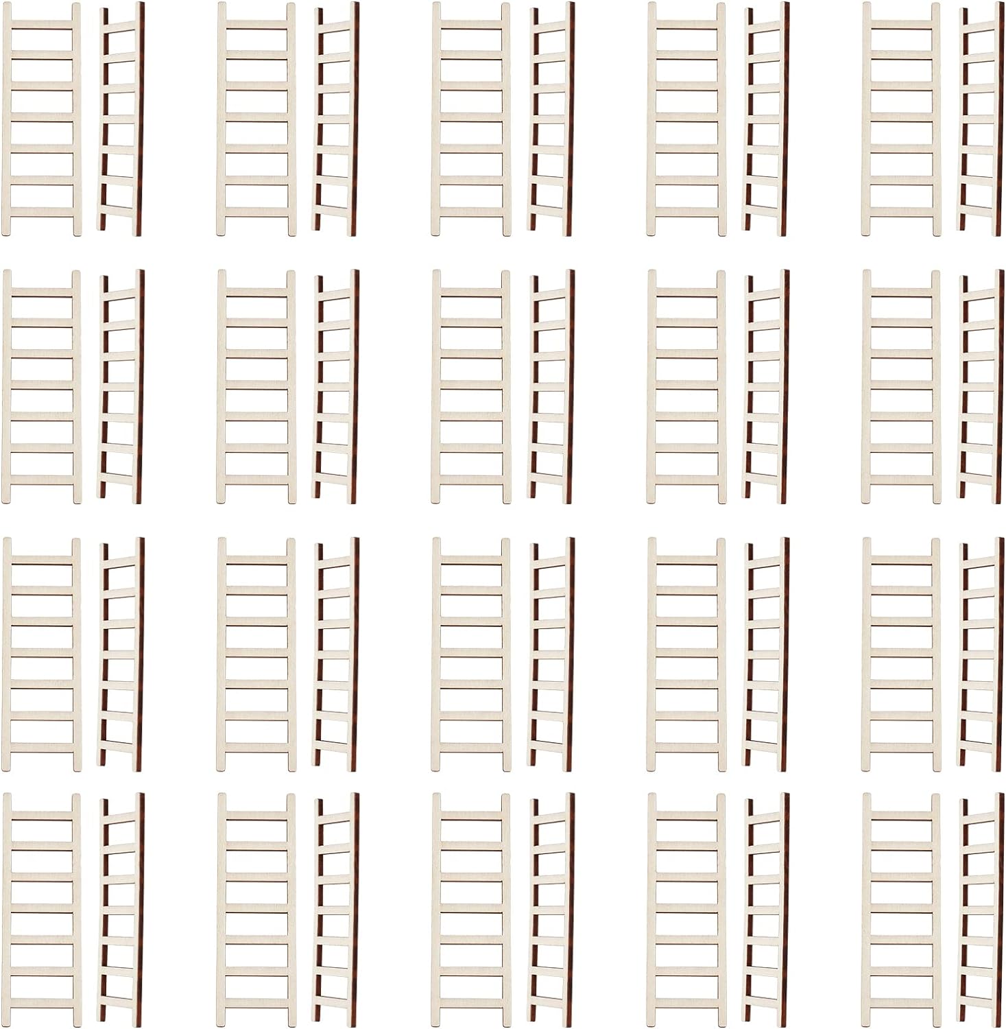 40PCS Mini Wooden Step Ladders Fairy Furniture Garden Ornament Ladder ...