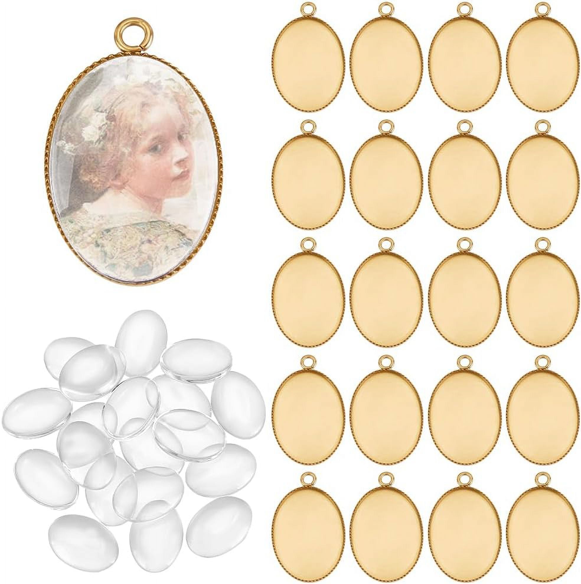 40PCS Oval Bezel Pendant Tray Blanks 20PCS Stainless Steel Bezel Trays ...