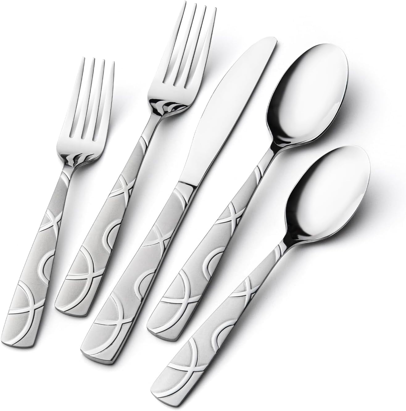 40PCS Stainless Steel Silverware Set, Modern Flatware Set for Kitchen ...