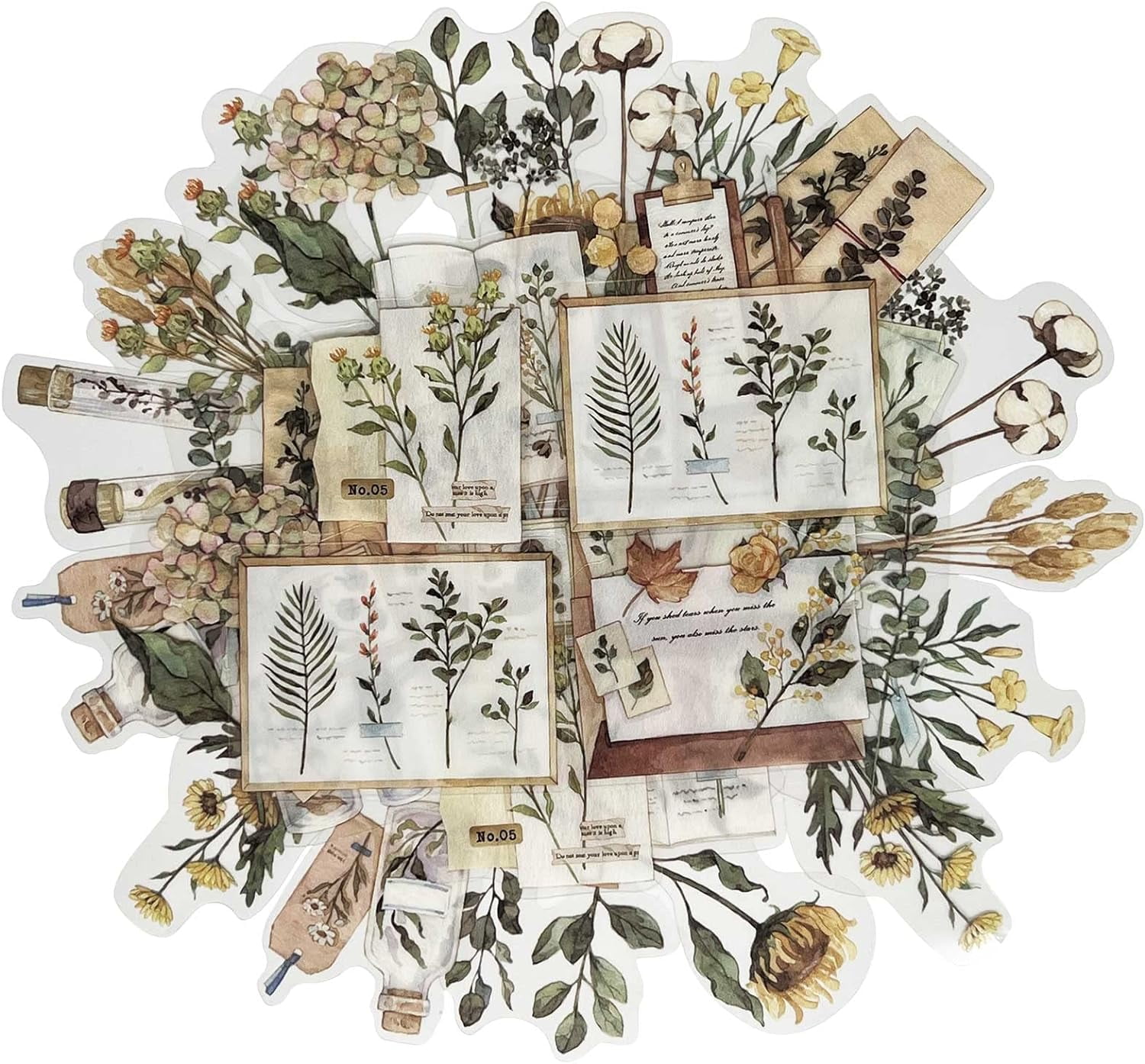 40PCS Vintage Aesthetic Botanical Stickers for Scrapbooking Supplies ...