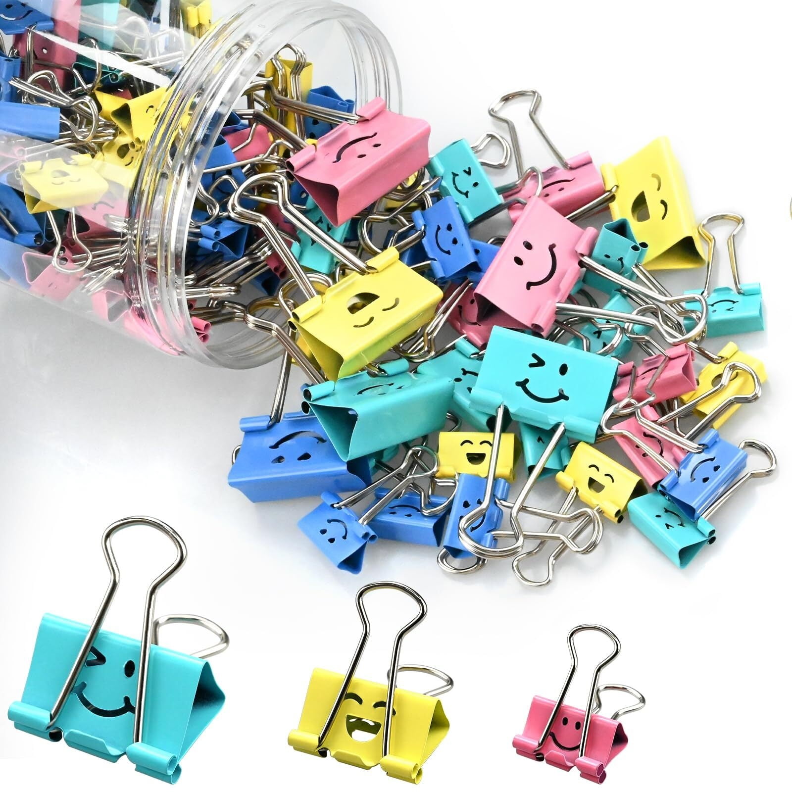 40Pack Binder Clips Paper Clamps Assorted Sizes and Colors Cute Binder ...