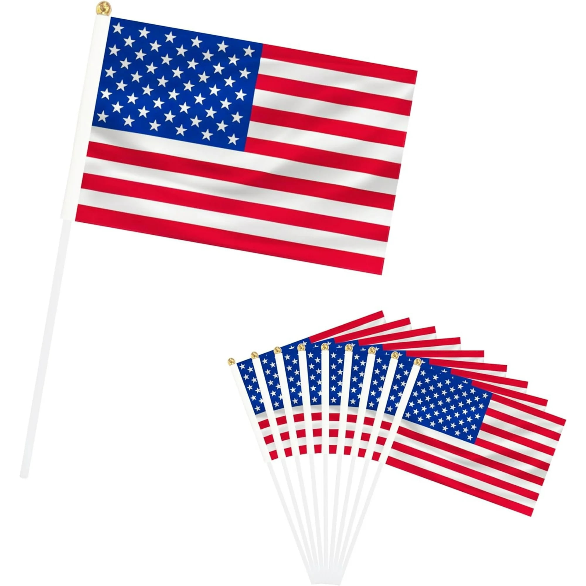 40Packs Small American Flags on Sticks, Handheld US Flags Stick,Memorial Day Decorations ...