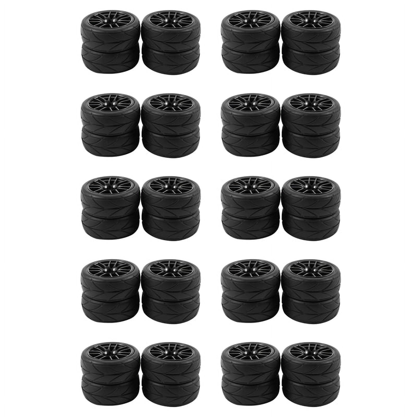 40Pcs 1/10 Rubber Tire Rc Racing Car Tires on Road Wheel Rim Fit for ...