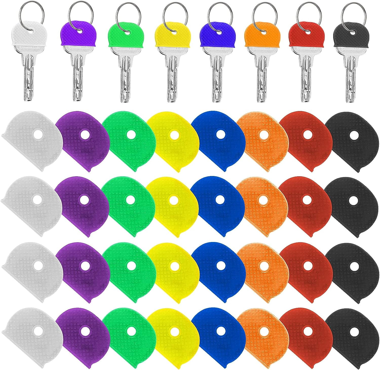 40Pcs 1 Inch Key Cover Caps Soft PVC Key Covers Protectors Coloured Key ...