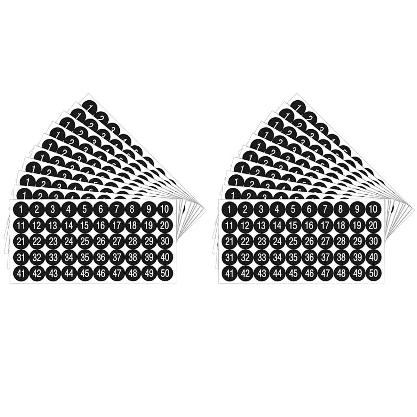 40Pcs 1 to 50 Number Stickers Consecutive 1Inch Self-Adhesive Decal for Inventory Storage ...