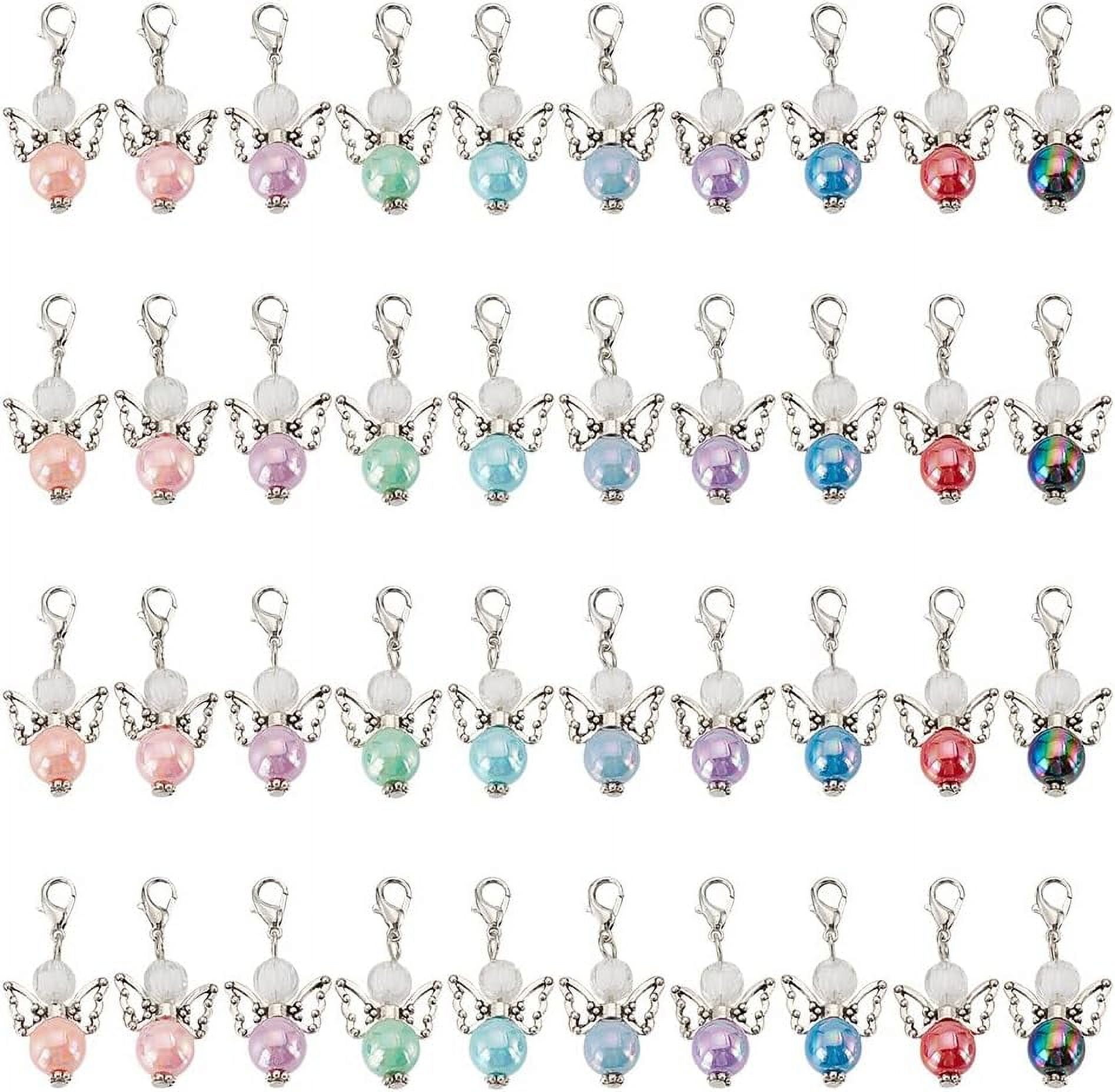 40Pcs 10 Colors Angel Bead Pendants 38mm Angel Wing Clip on Charms ...