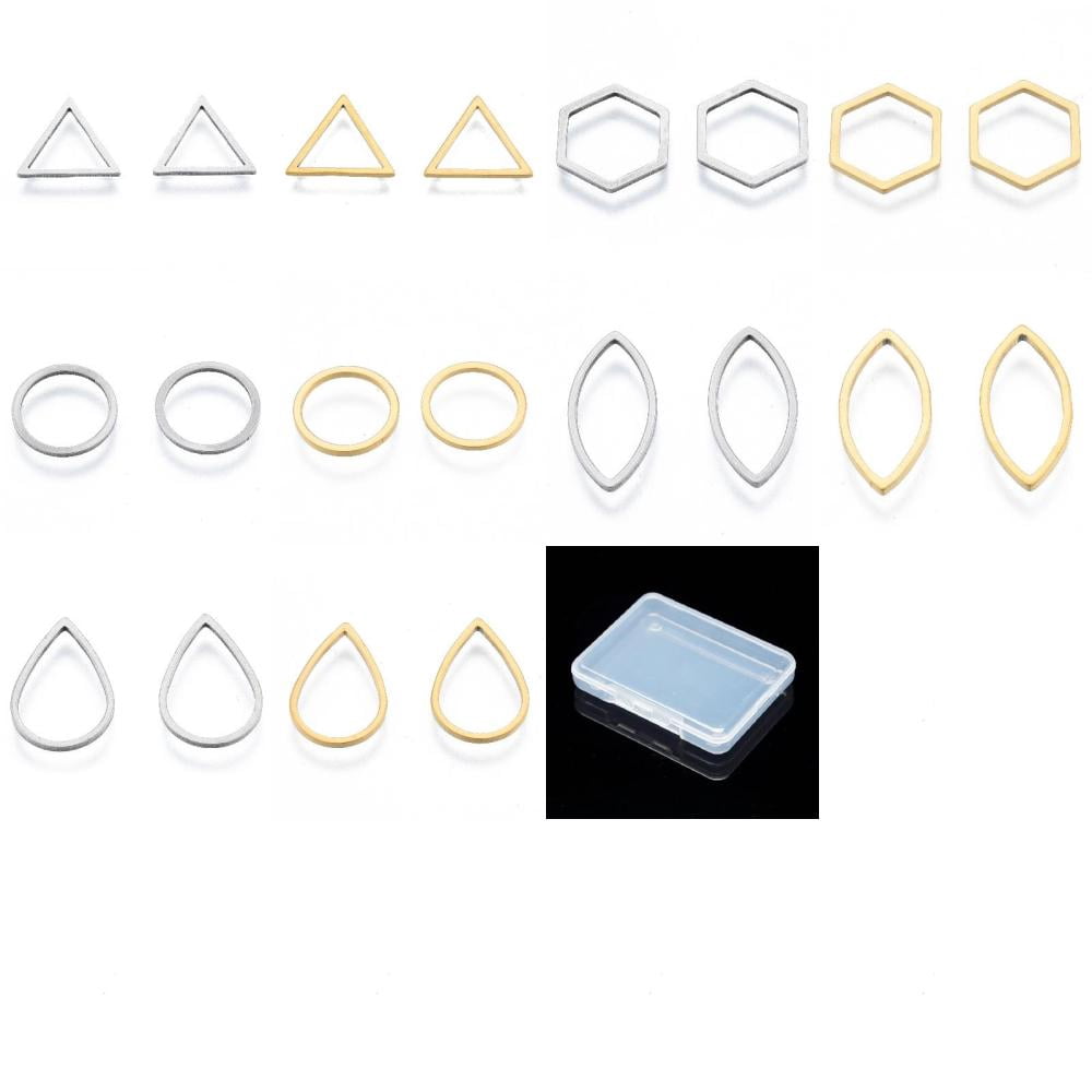 40Pcs 10 Style 201 Stainless Steel Linking Rings Triangle Ring Horse ...