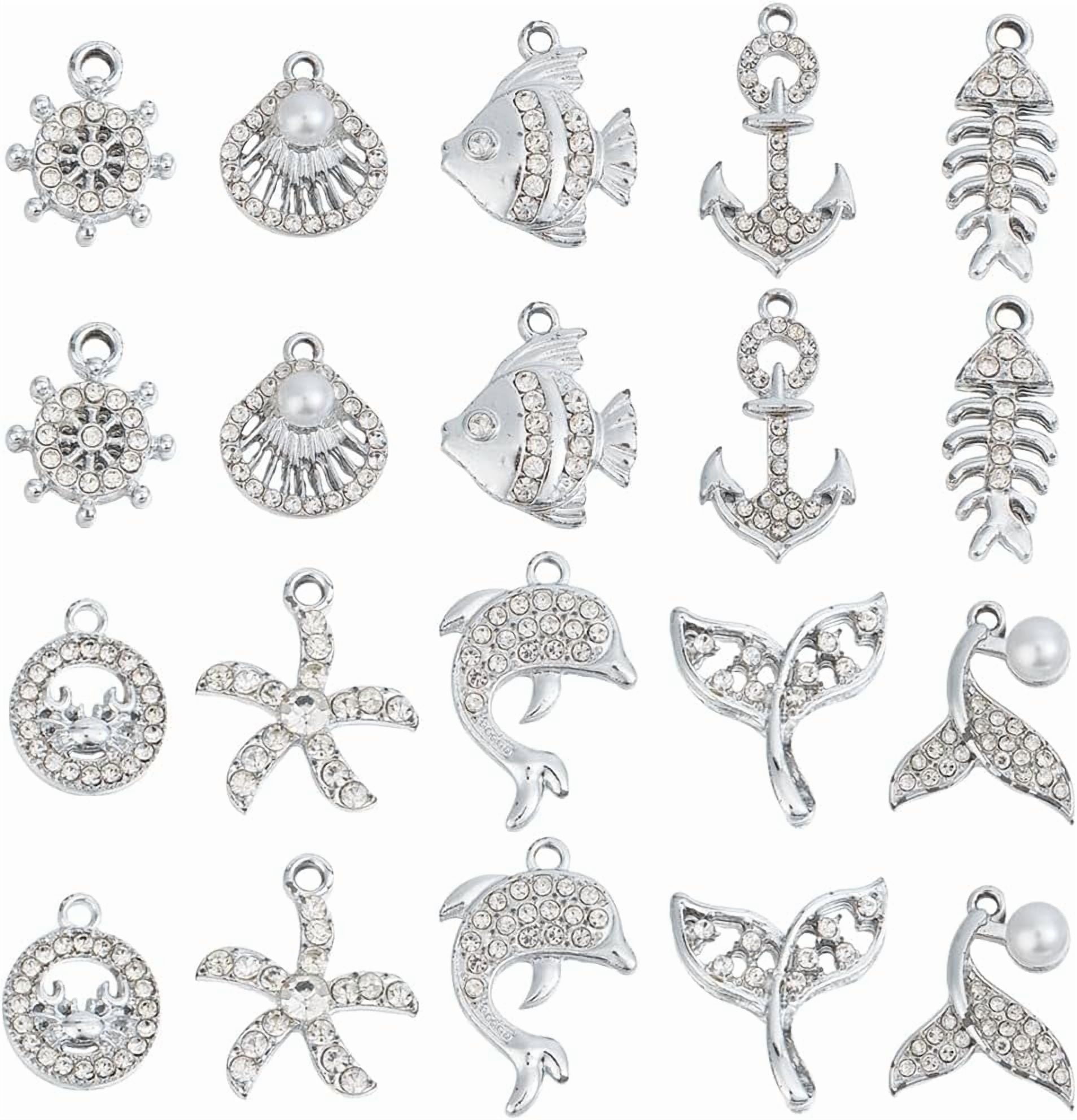 40Pcs 10 Style Alloy Rhinestone Pendants with Plastic Imitation Pearl ...
