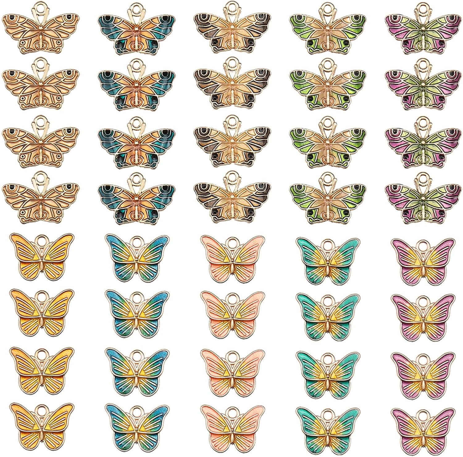 40Pcs 10 Styles Alloy Butterfly Enamel Pendants for DIY Necklace ...