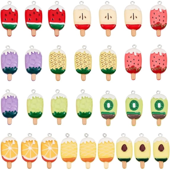 40Pcs 10 Styles Ice Cream Resin Charms Summer Fruit Charm Bulk ...