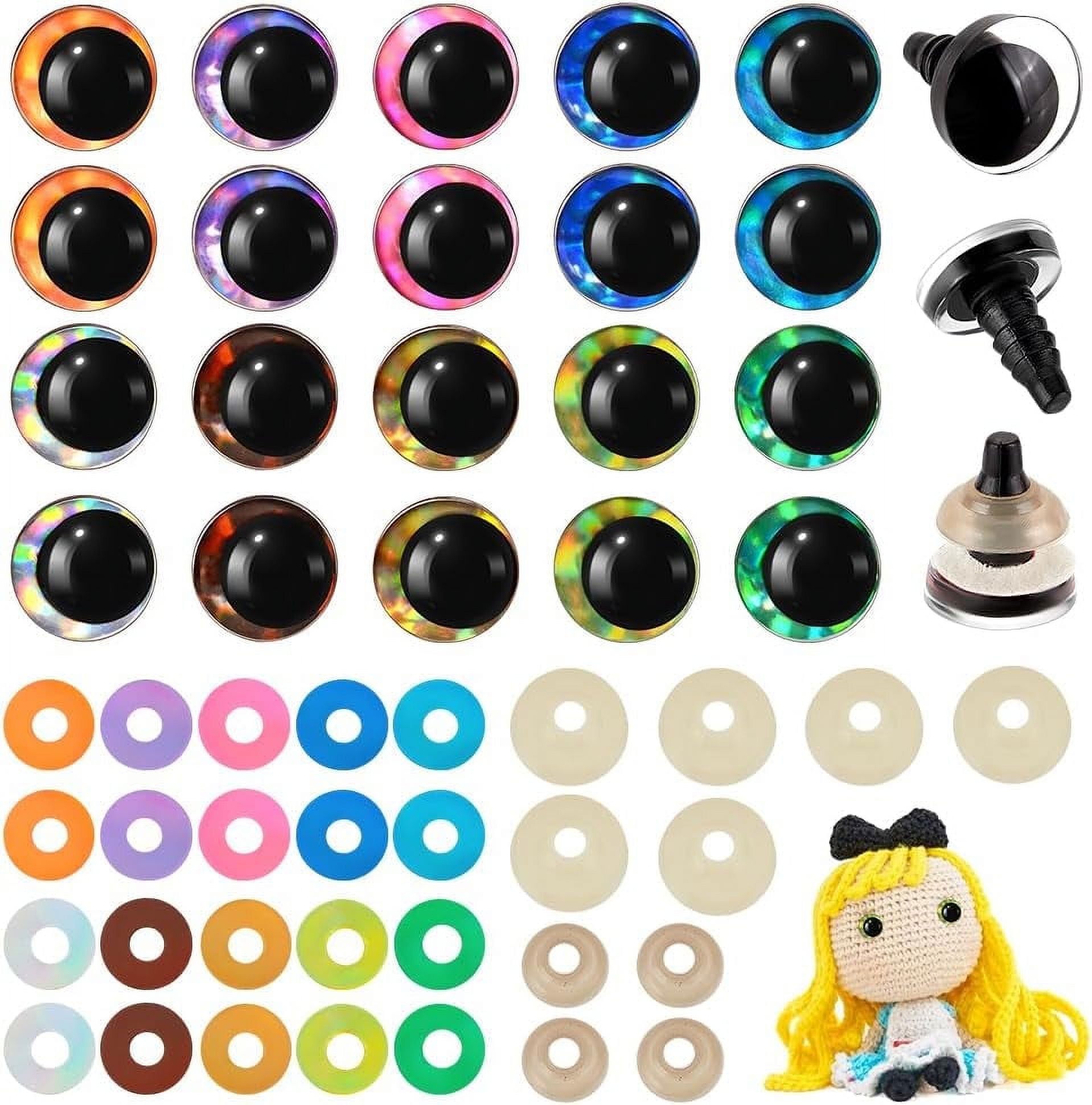 40Pcs 16mm Plastic Safety Eyes 3D Glitter Craft Eyes with Washers ...