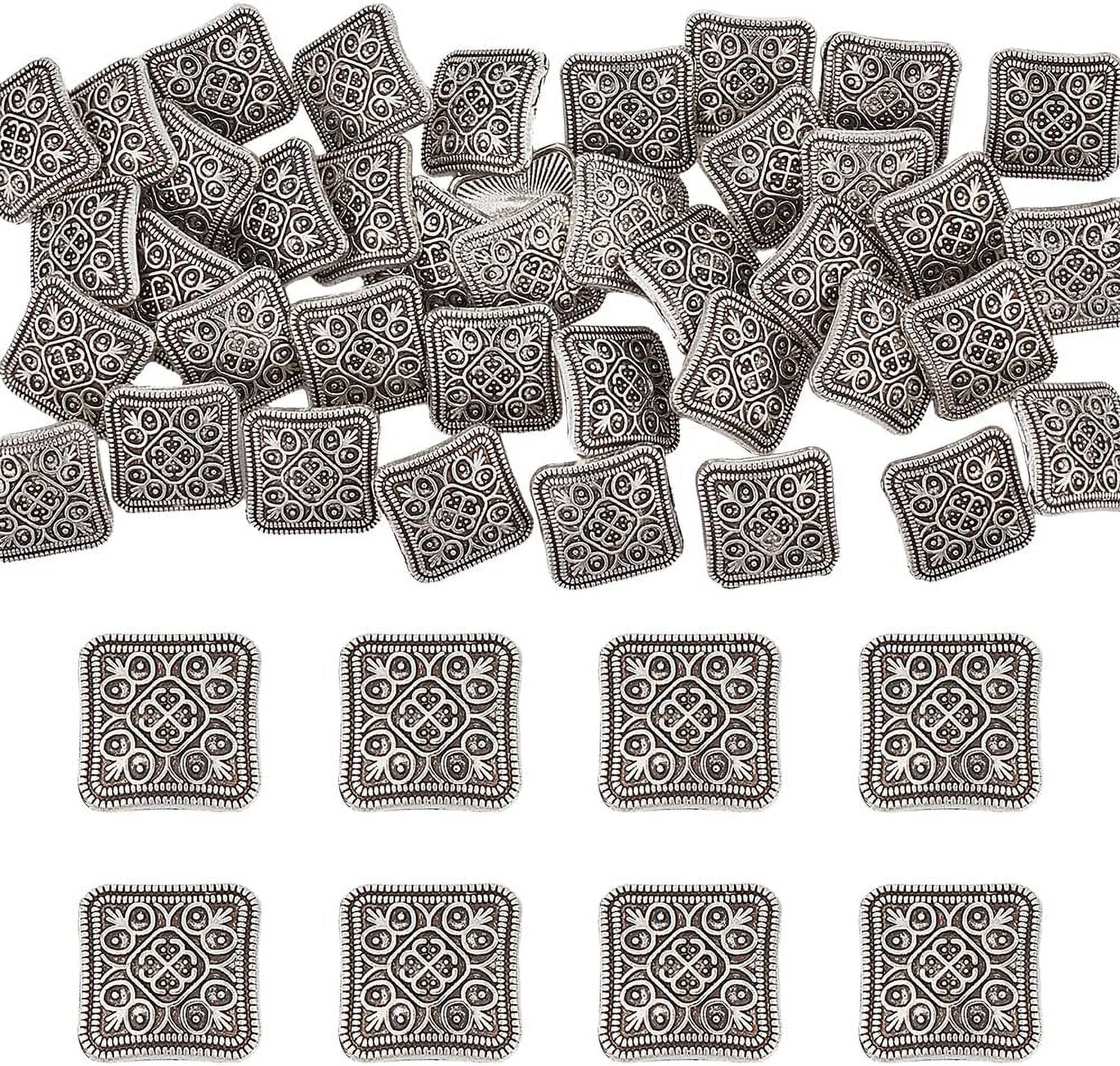 40Pcs 2.2mm Hole Zinc Alloy Square Shank Buttons 13mm Length Antique ...