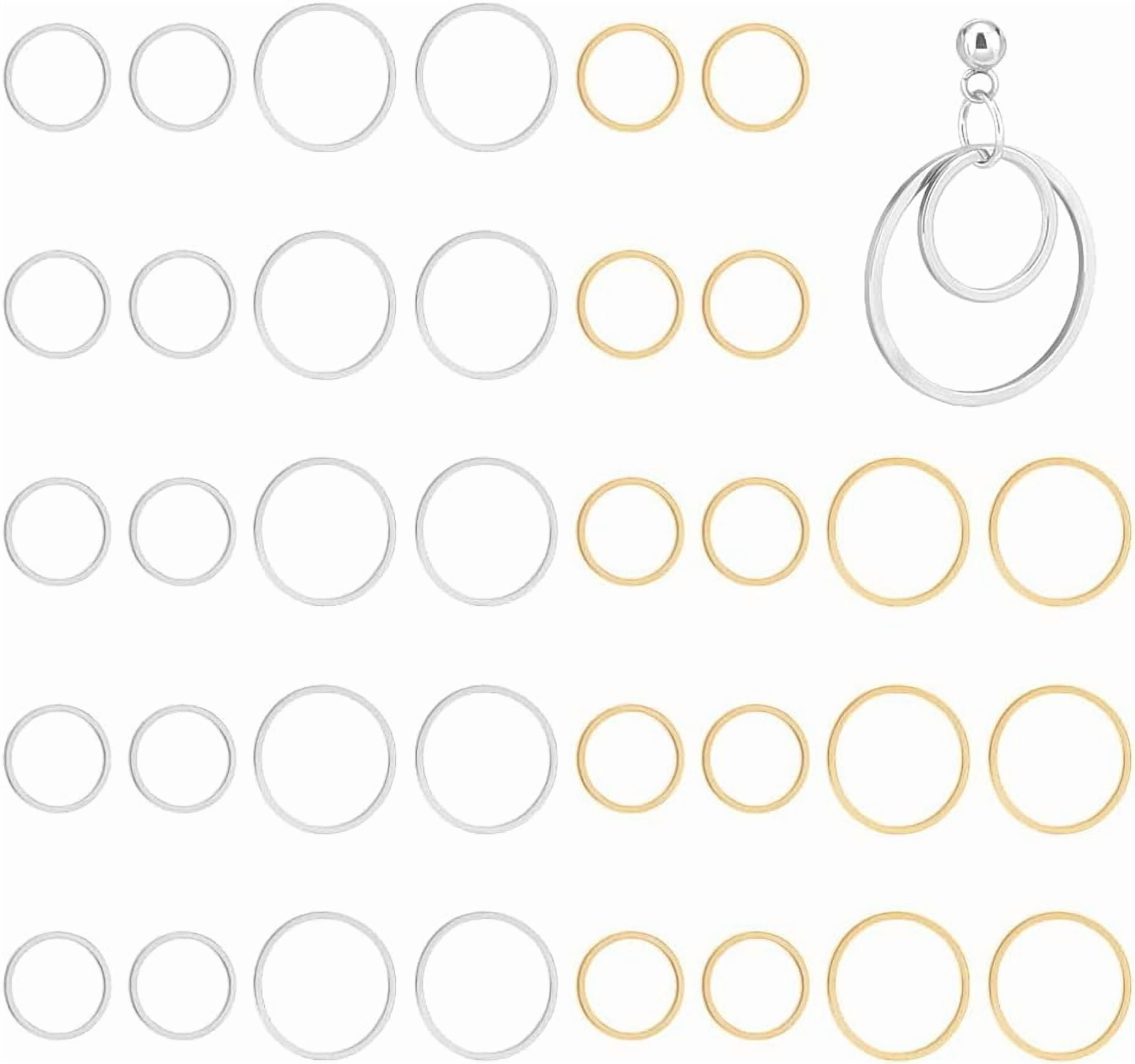 40Pcs 2 Colors 2 Sizes Round Linking Rings 12~16mm Stainless Steel Open ...