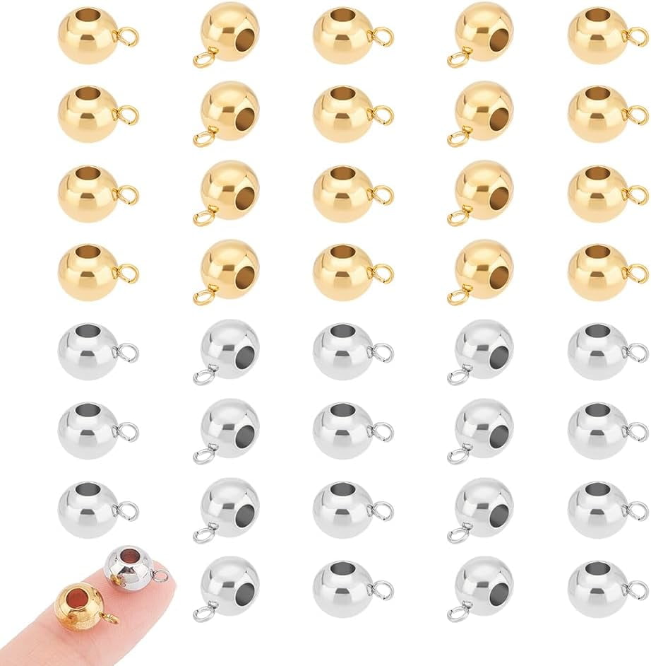40Pcs 2 Colors 304 Stainless Steel Tube Bails Loop Bails Rondelle Bail ...