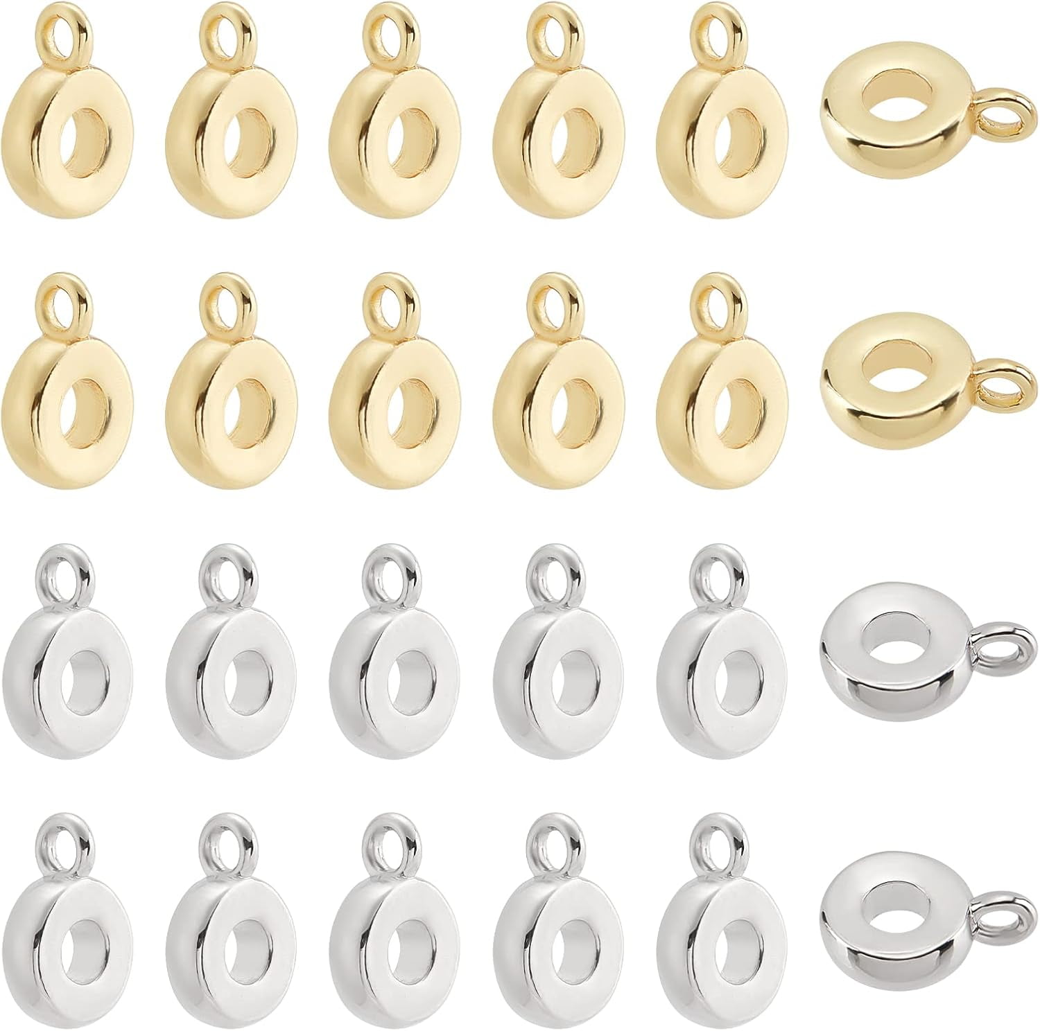 40Pcs 2 Colors Brass Hanger Links 3mm Bail Bead Long-Lasting Plated ...