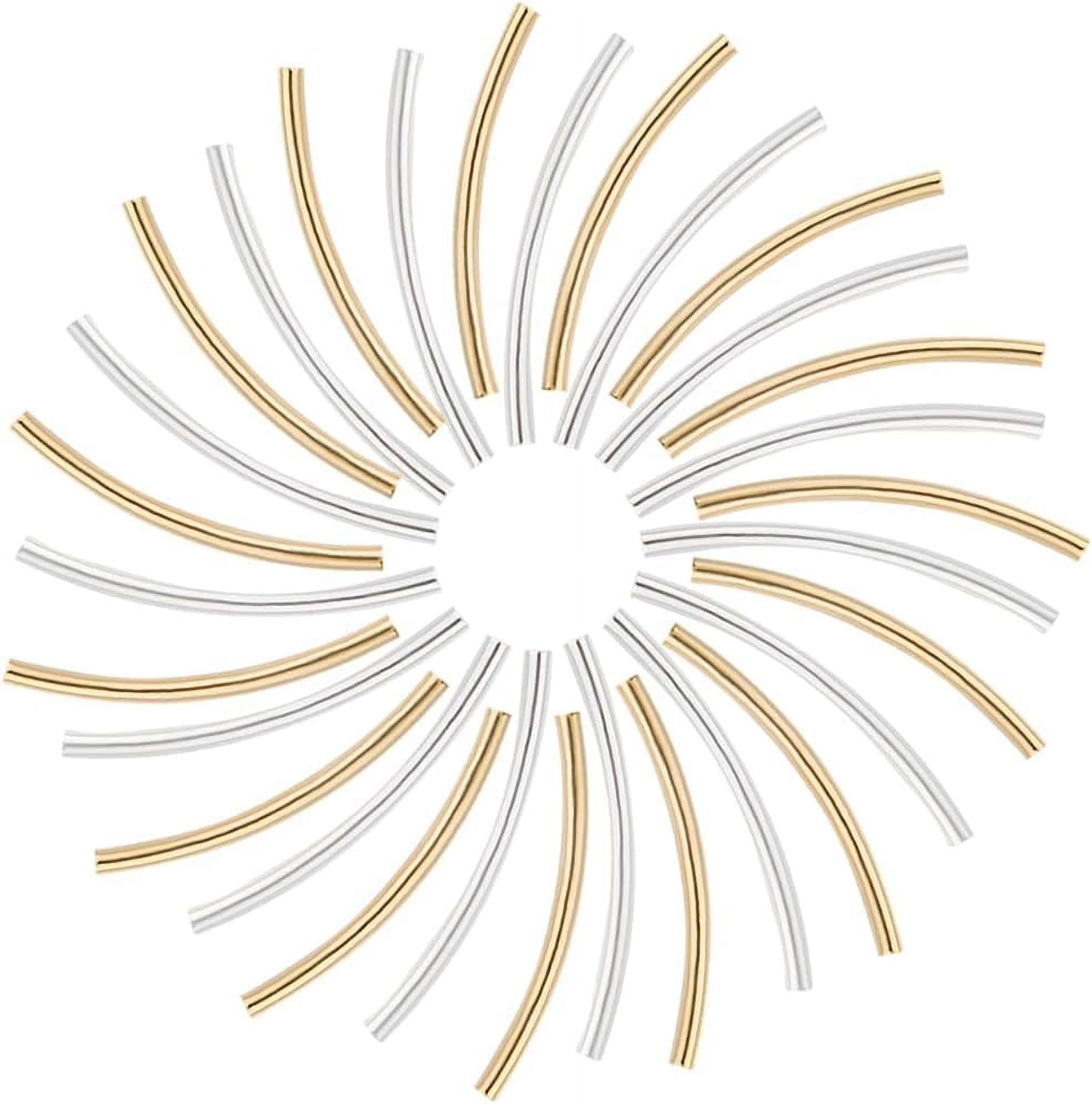 40Pcs 2 Colors Brass Tube Beads Long-Lasting Plated Curved Beads Tube ...