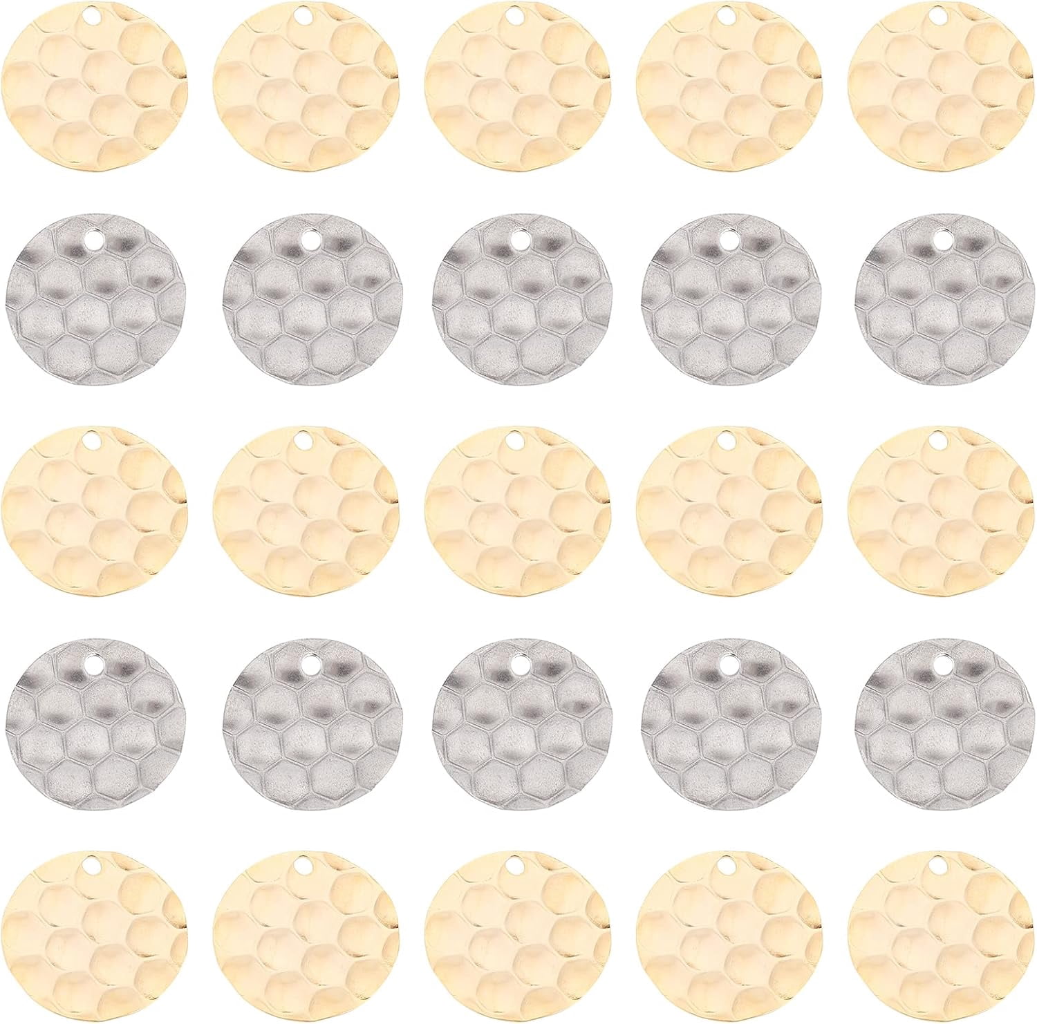 40Pcs 2 Colors Flat Round Charms Stainless Steel Textured Metal Blanks ...