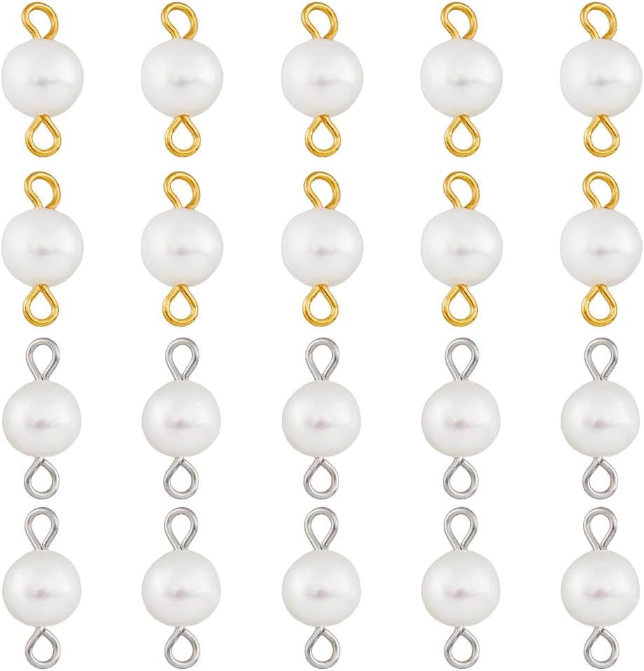 40Pcs 2 Colors Natural Freshwater Pearl Connector Charms Potato Links ...