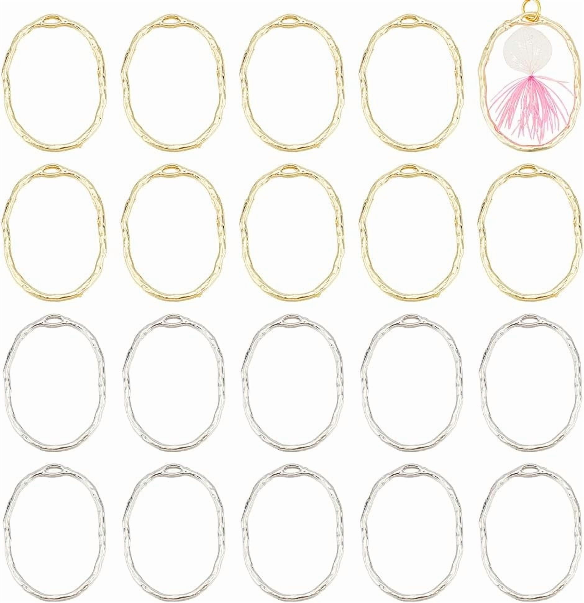 40Pcs 2 Colors Oval Open Back Bezel Pendants Alloy Ring Frame Pendants ...