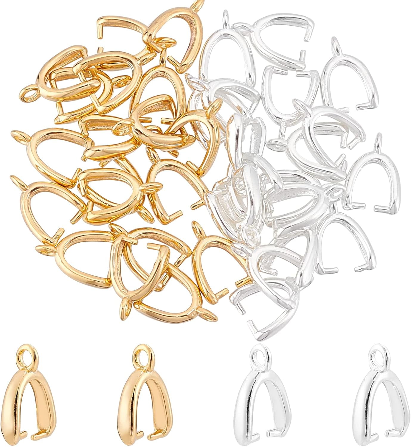 40Pcs 2 Colors Rack Plating Eco-friendly Brass Ice Pick Pinch Bails ...