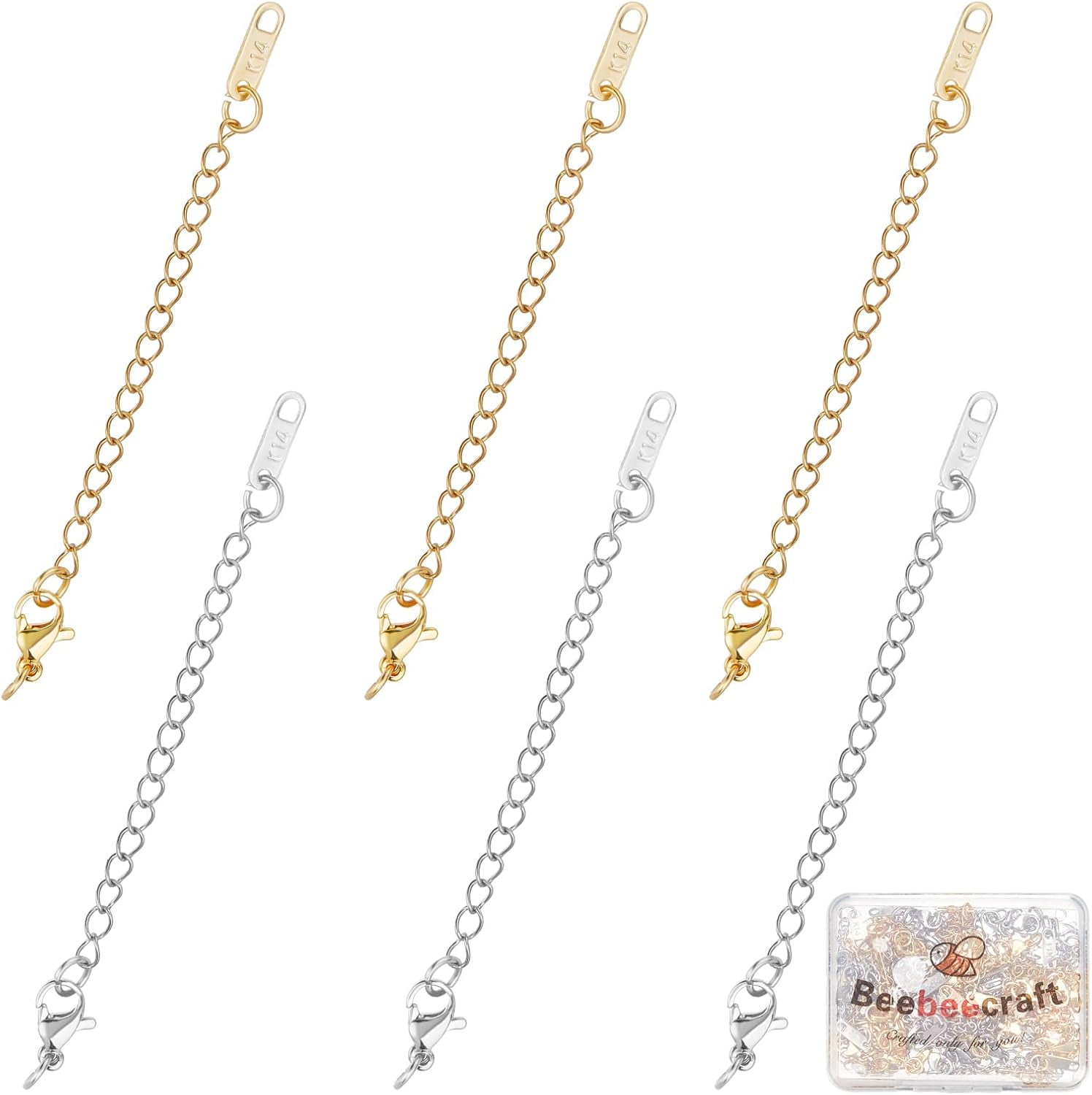 40Pcs 2 Colors Stainless Steel Chain Extender Extension Chains with ...