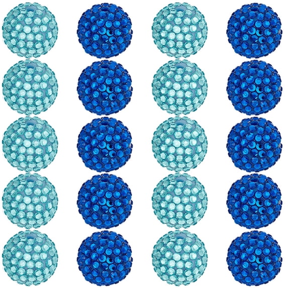 40Pcs 2 Colors Transparent Resin Rhinestone Graduated Beads with ...