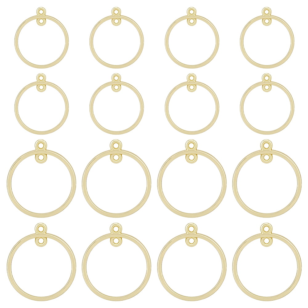 40Pcs 2 Style Alloy Connector Charms 2-Loop Link Pendants Round Ring ...