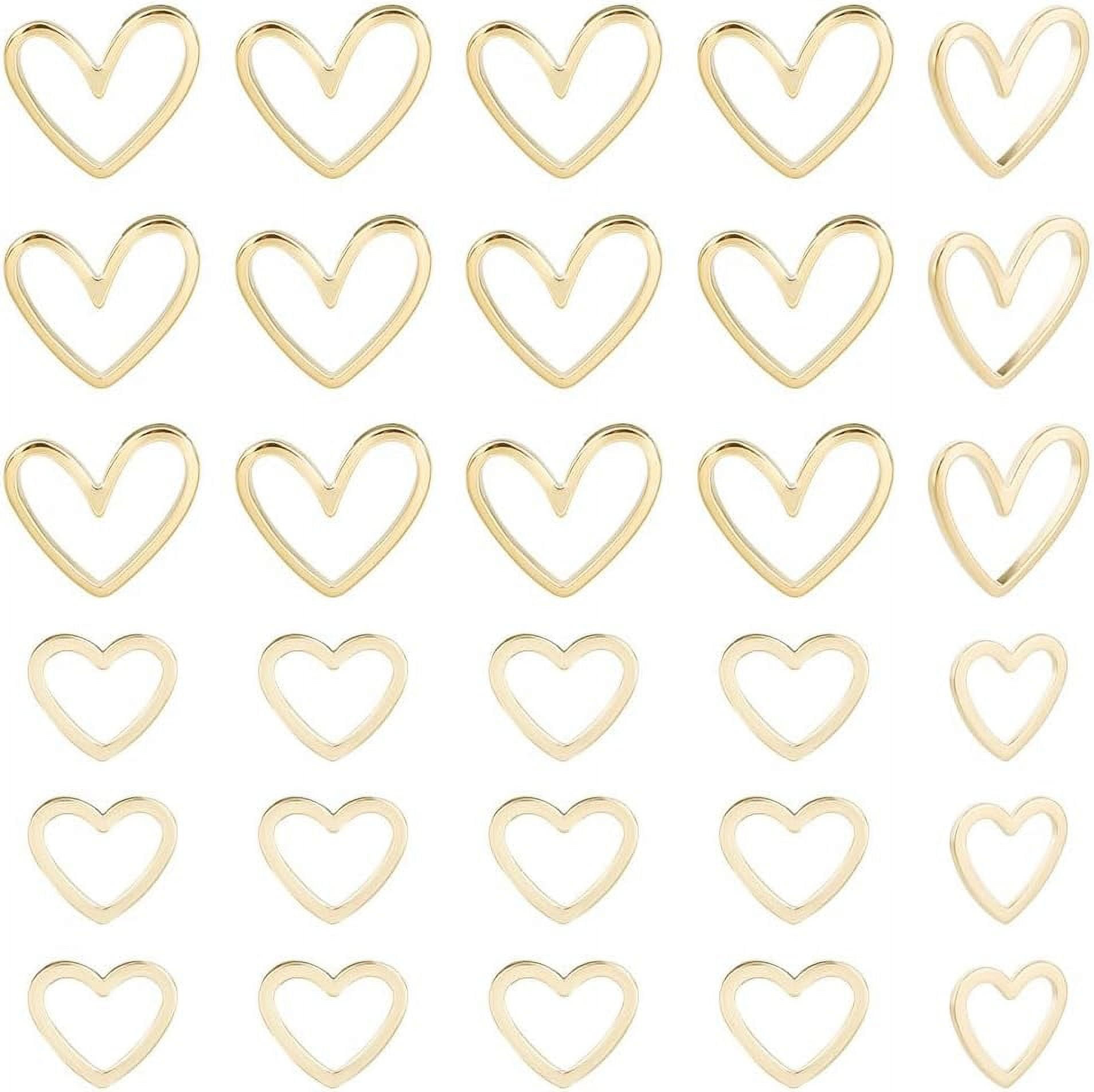 40Pcs 2 Style Brass Linking Rings Heart Real 14K Gold Plated 8.5~11x10 ...