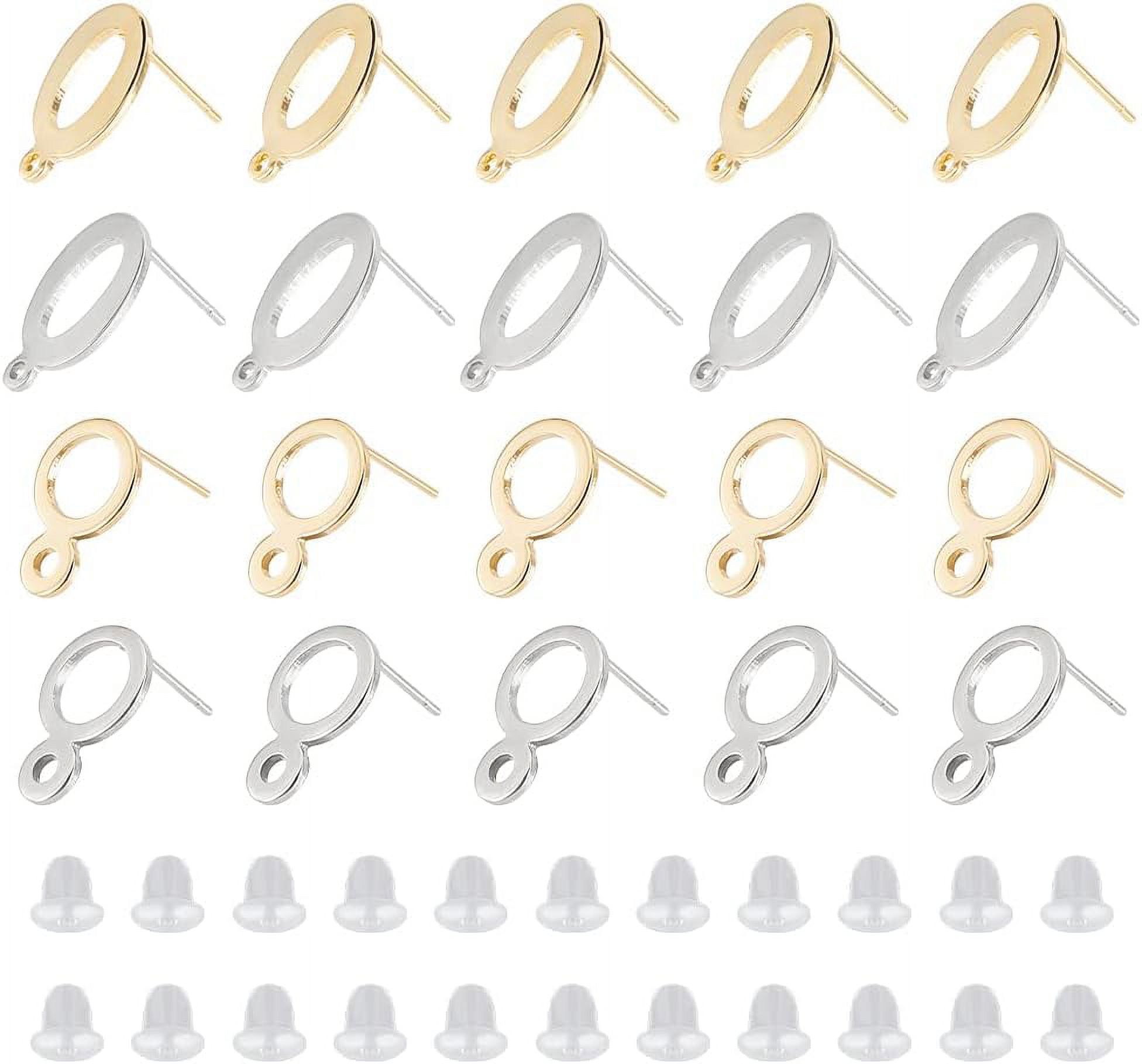 40Pcs 2 Style Round Stud Earring Set Stainless Steel Hollow Oval and ...